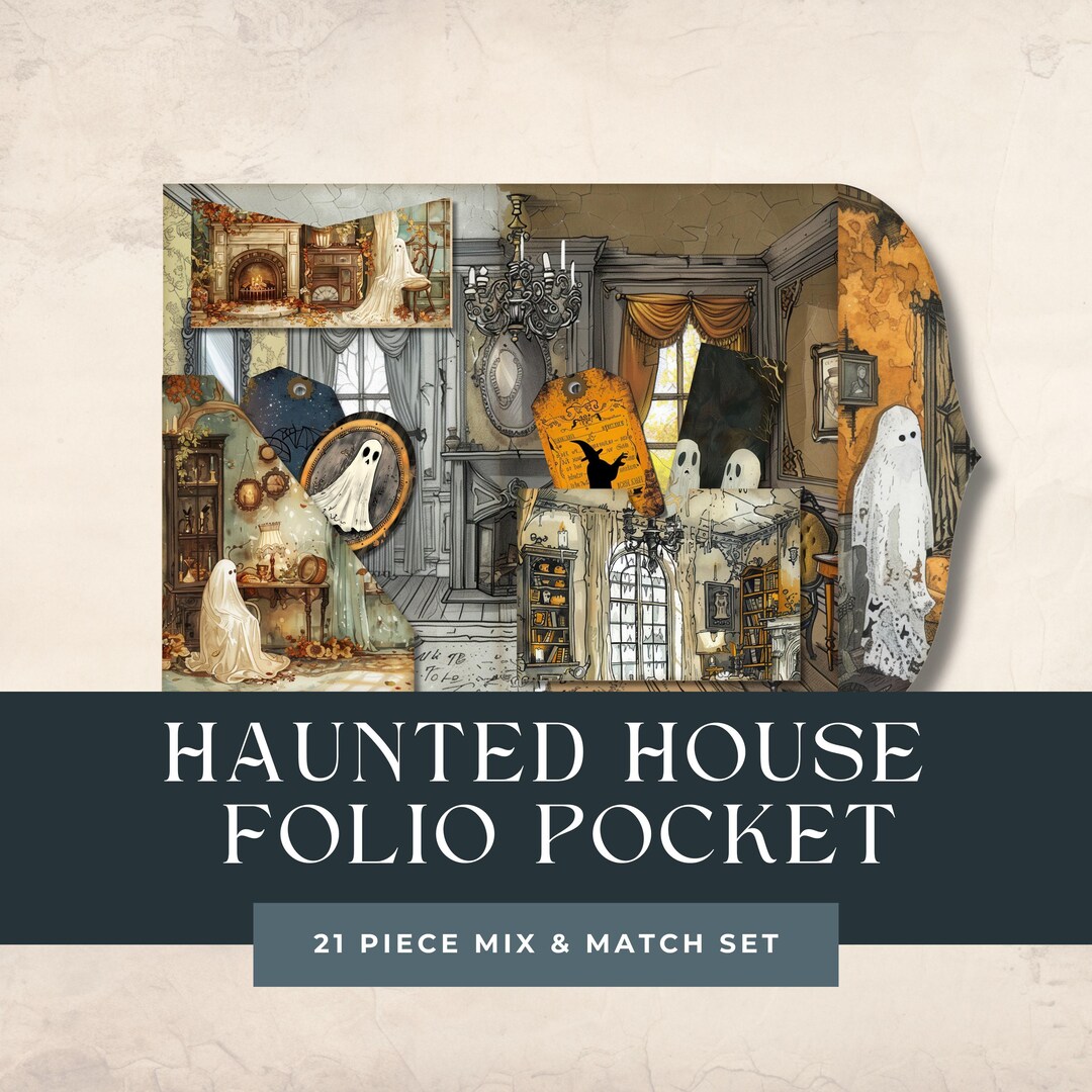 Haunted House Folio Junk Journal Kit | Halloween Scrapbooking | Spooky ...