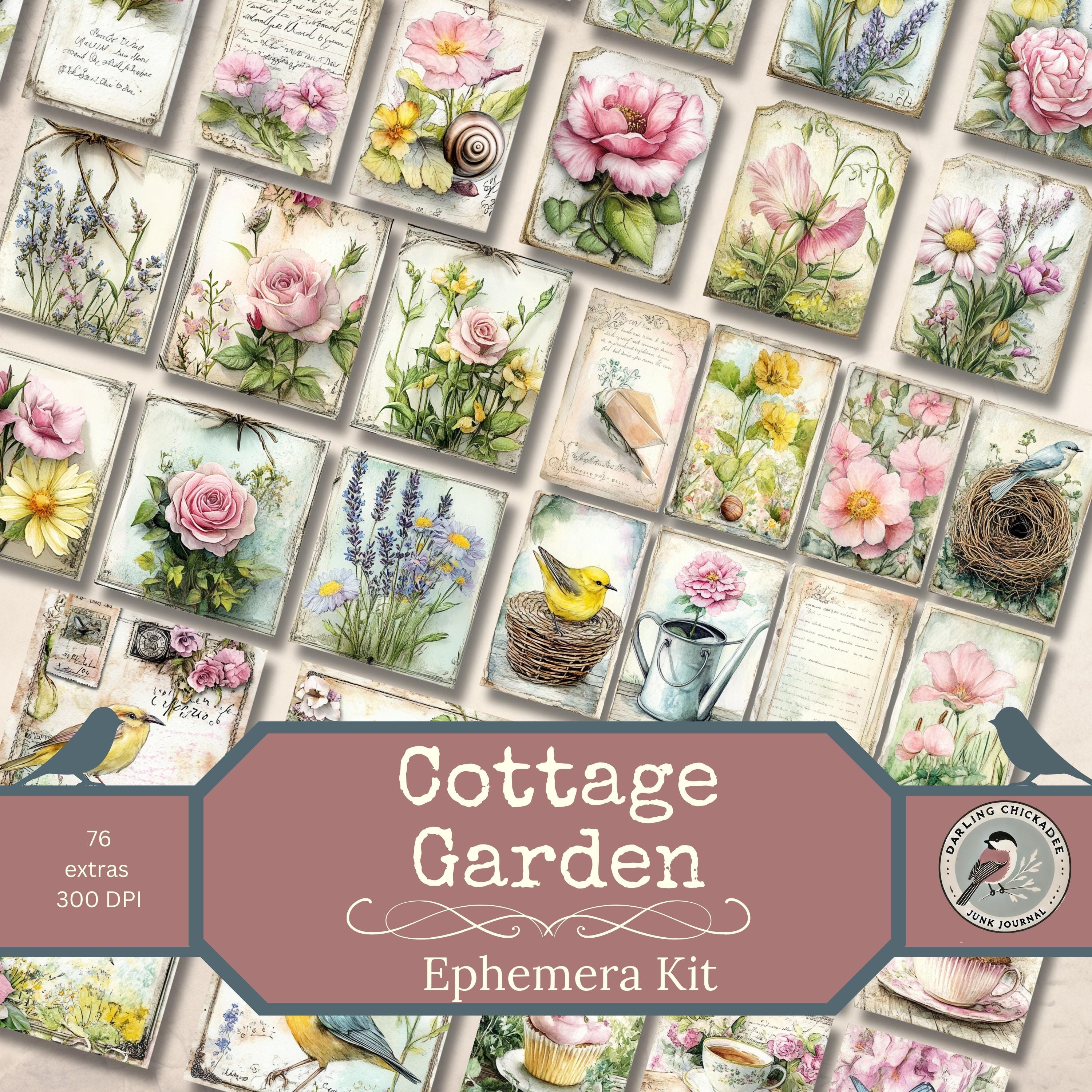 Cottage Garden Ephemera Kit | Printable Junk Journal Extras & Vintage ...