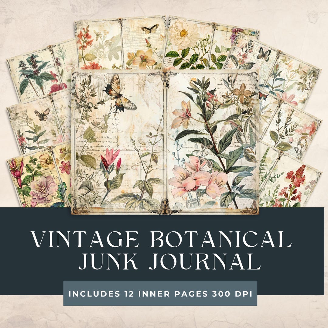 Floral Junk Journal | Vintage Ephemera | Vintage Journal Pages ...