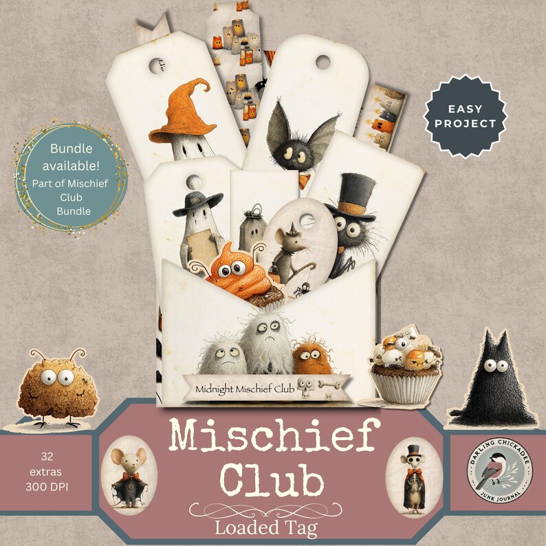The Mischief Club Halloween Junk Journal Bundle – Tags, Fussy Cuts ...