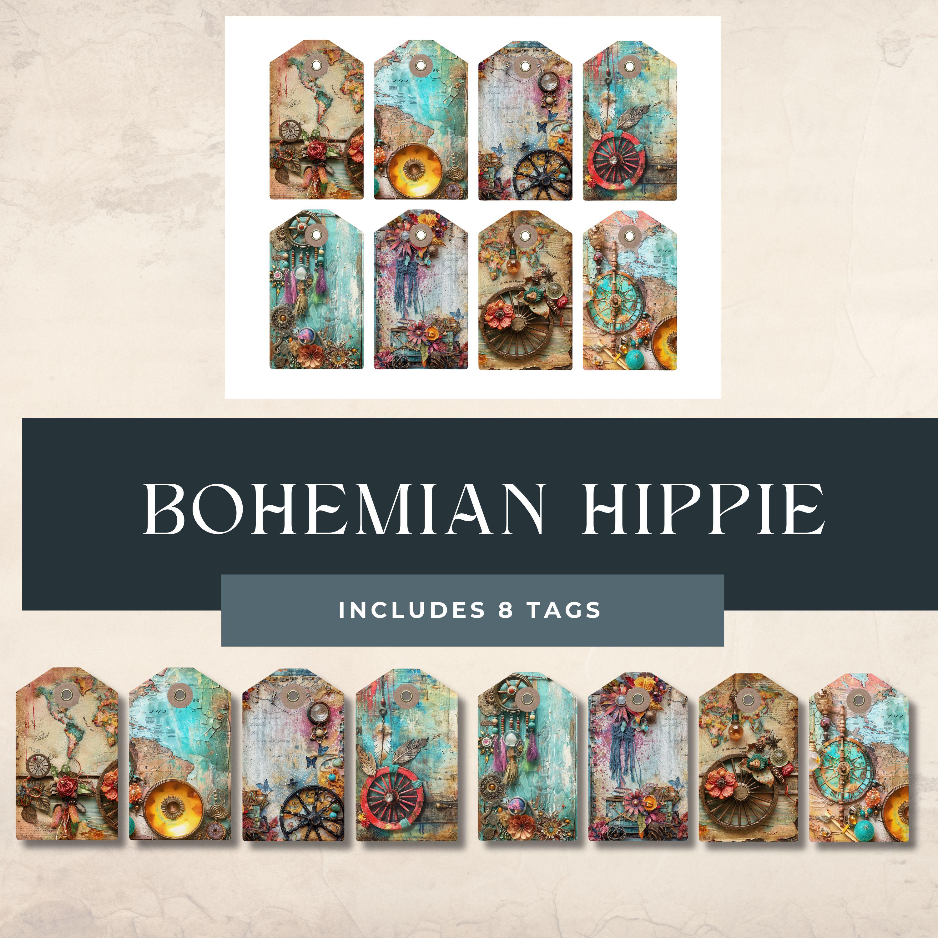 Printable Bohemian Papers Set Boho Scrapbook Digital Gypsy Craft ...
