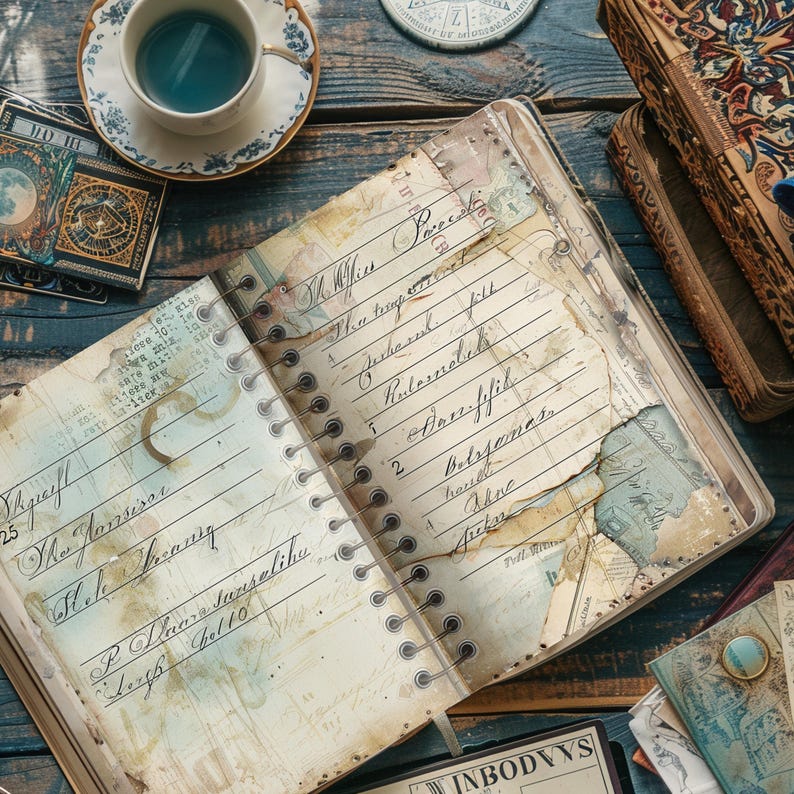 Vintage Notebook Pages Junk Journal | Neutral Lined Junk Journal ...