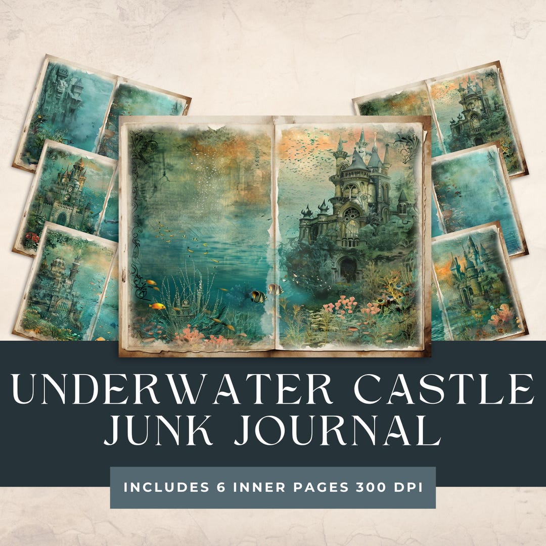 Underwater Castle Junk Journal | Nautical Collage Sheets | Deep Water ...