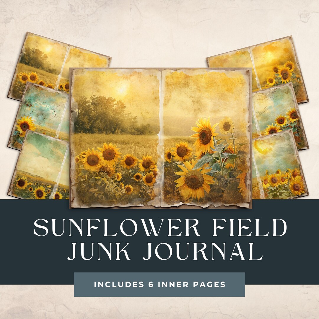 Sunflowers Digital Collage Sheet | Floral Journal Paper | Sunflowers ...