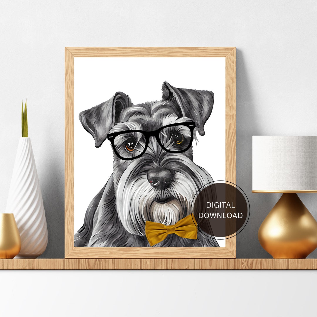 Male Schnauzer Wall Art Dog Artwork Pet Portrait Pet Gifts Dog ...