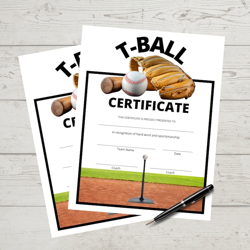 T Ball Certificate - Etsy