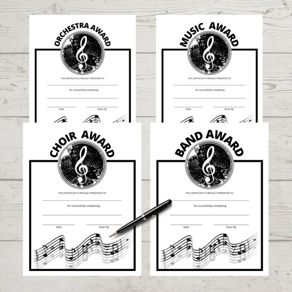 Certificate of Achievement Music Award Choir Awardorchestra - Etsy