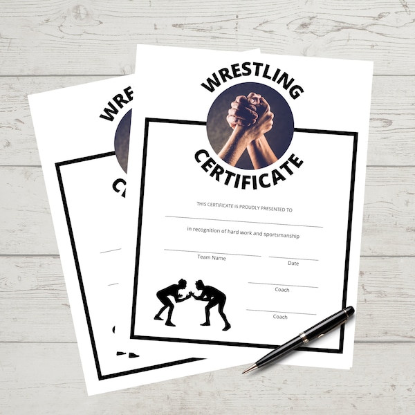 Wrestling Award Certificate - Etsy