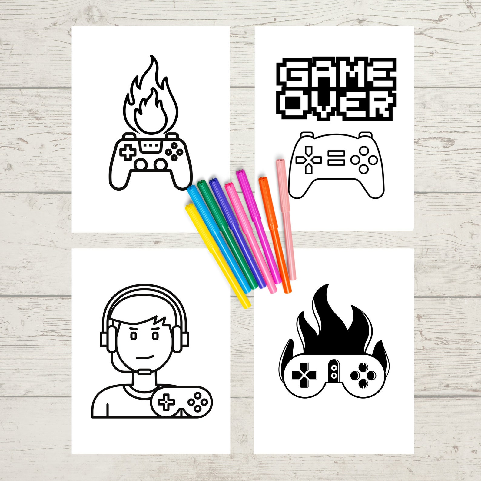 Kids Coloring Pages, Video Game Sheets, Gamer Wall Art, Print at Home ...