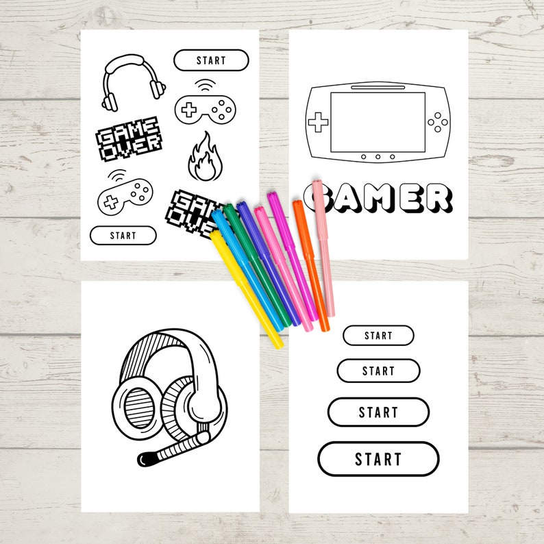 Kids Coloring Pages, Video Game Sheets, Gamer Wall Art, Print at Home ...