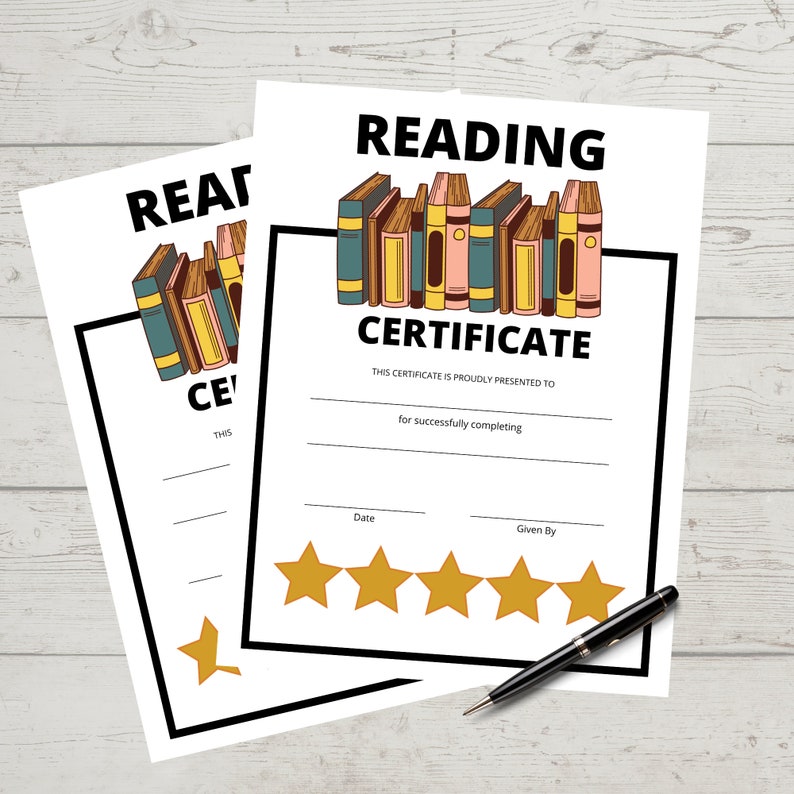 Reading Certificate, Achievement, Award, Star Reader, Certificate of ...