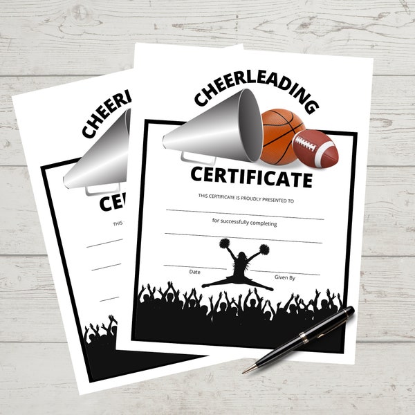 Cheerleading Certificate - Etsy