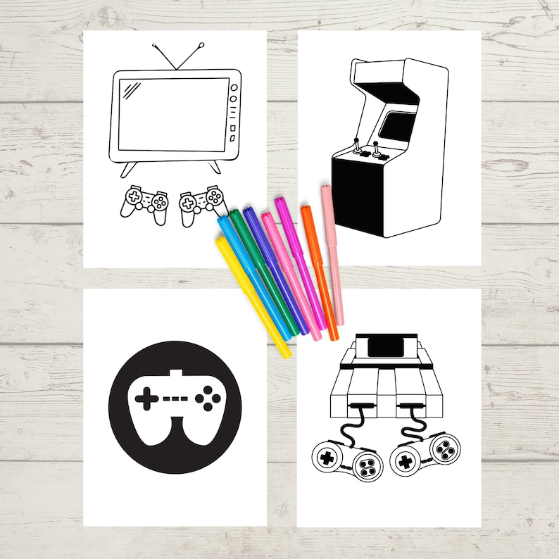 Kids Coloring Pages, Video Game Sheets, Gamer Wall Art, Print at Home ...