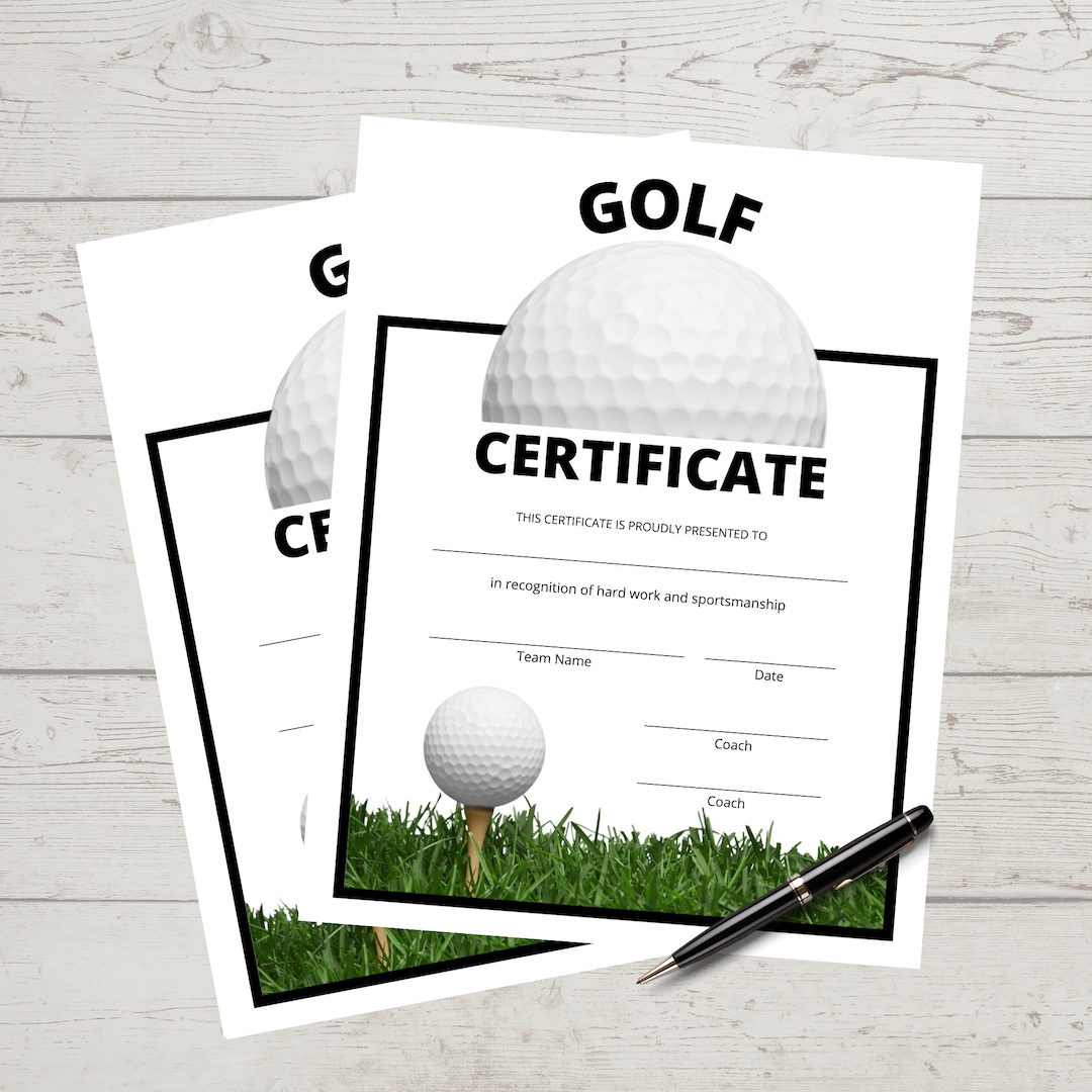 Golf Certificate, Achievement, Award, Sports MVP, Certificate of ...