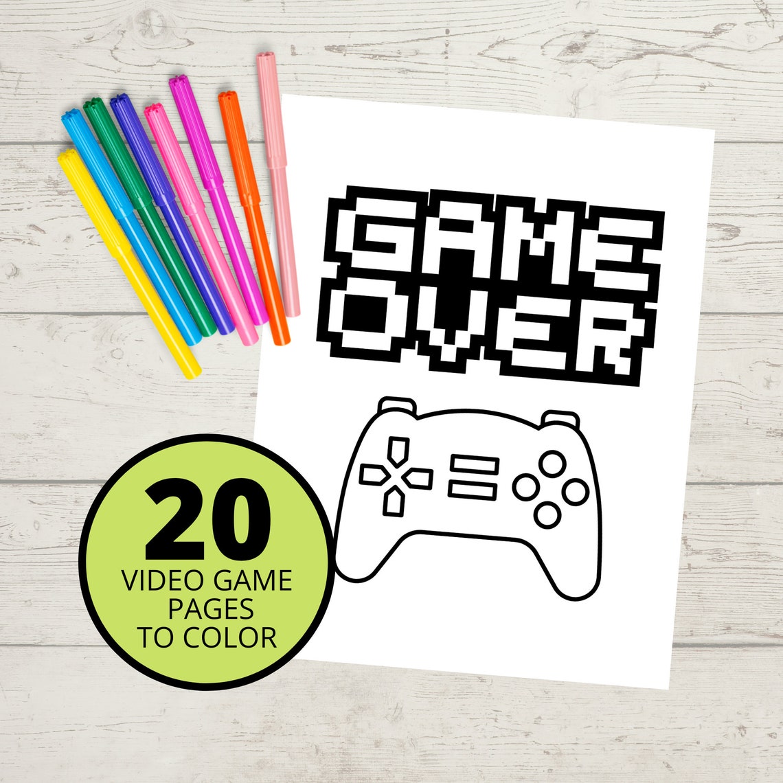 Kids Coloring Pages, Video Game Sheets, Gamer Wall Art, Print at Home ...