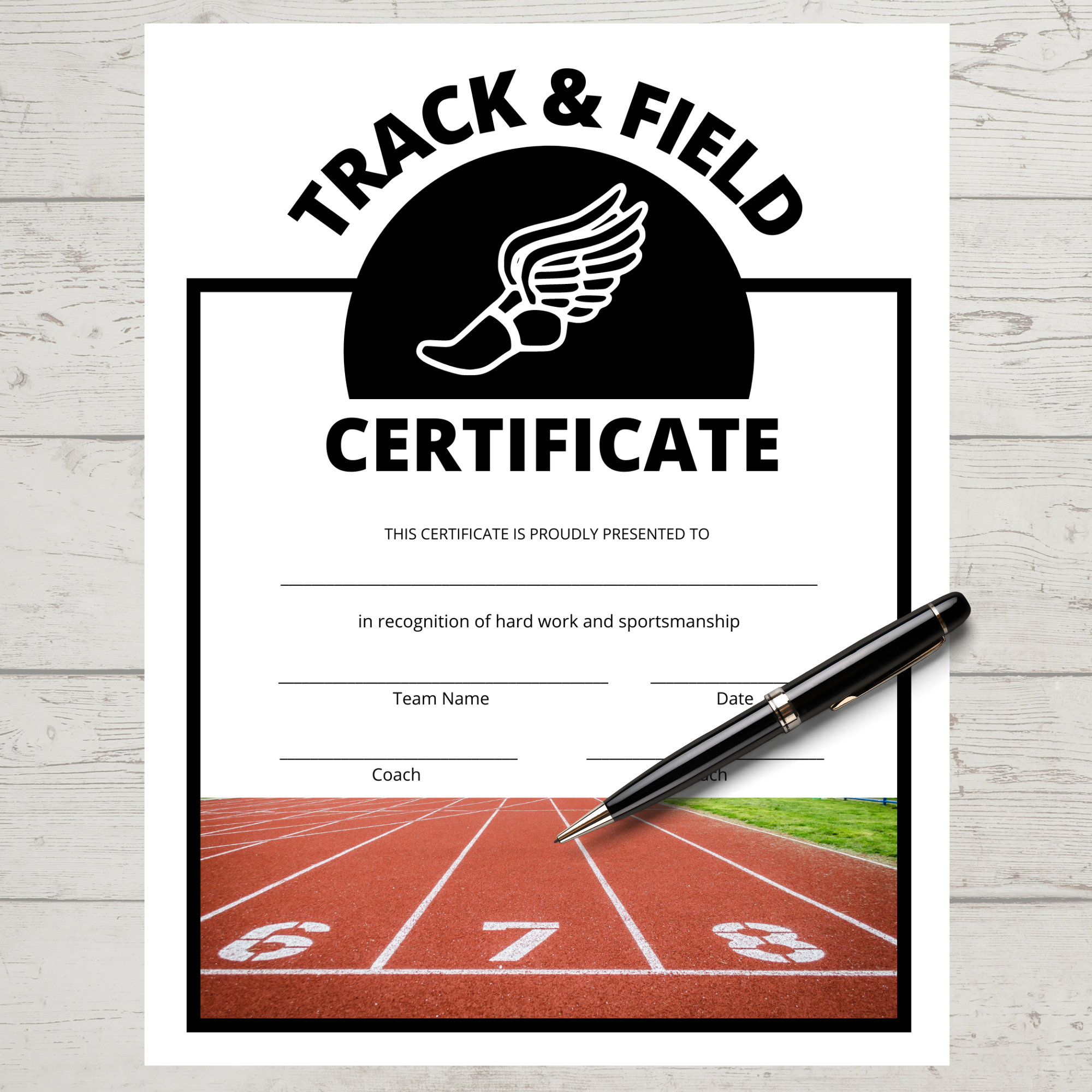 Track and Field Certificate, Running Award, Certificate of Completion ...