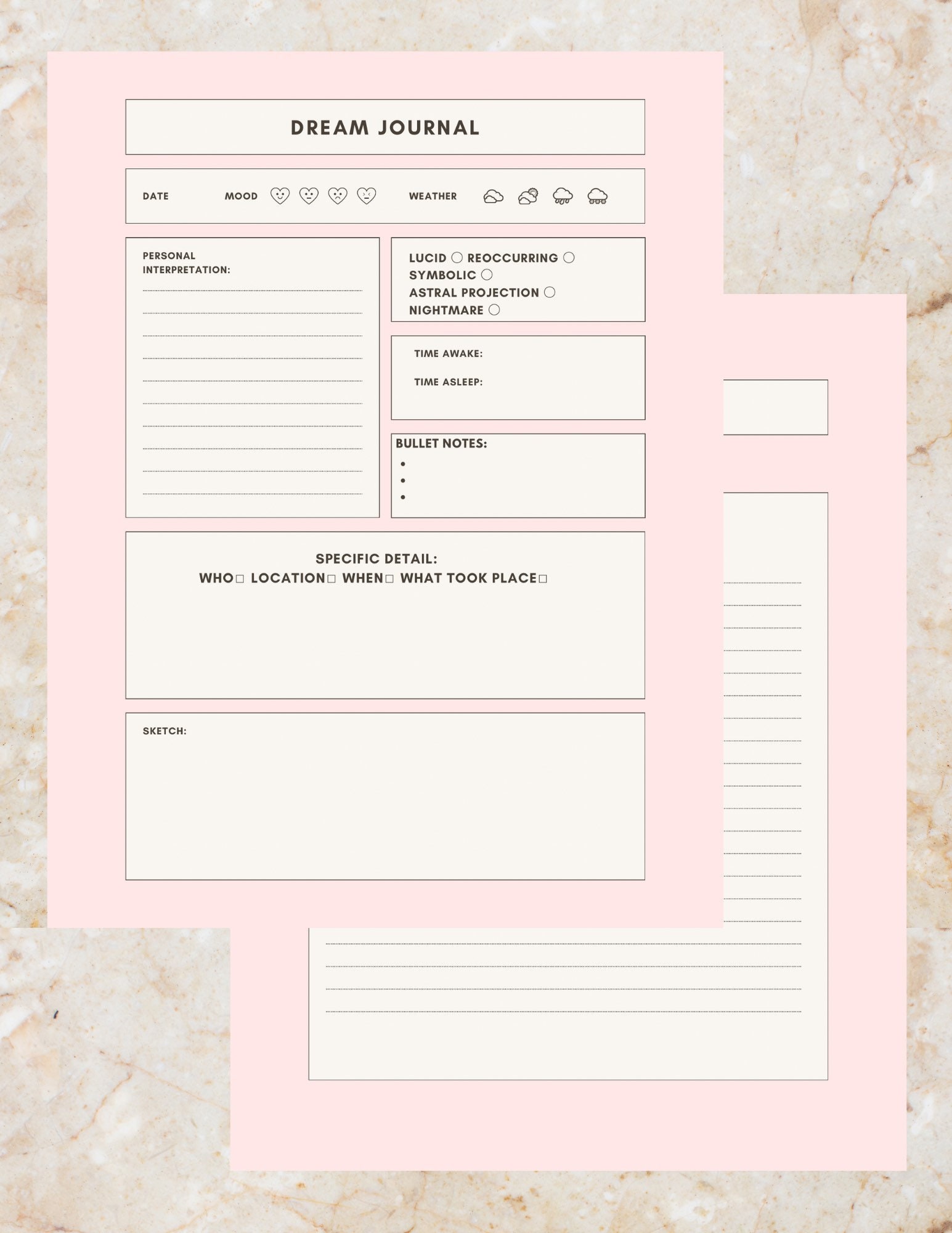 Dream Journal PDF Instant Download - Etsy