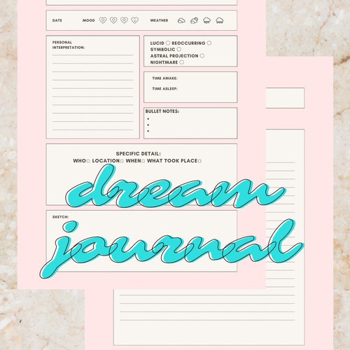 Printable Dream Journal PDF Digital Download Dream Tracker - Etsy