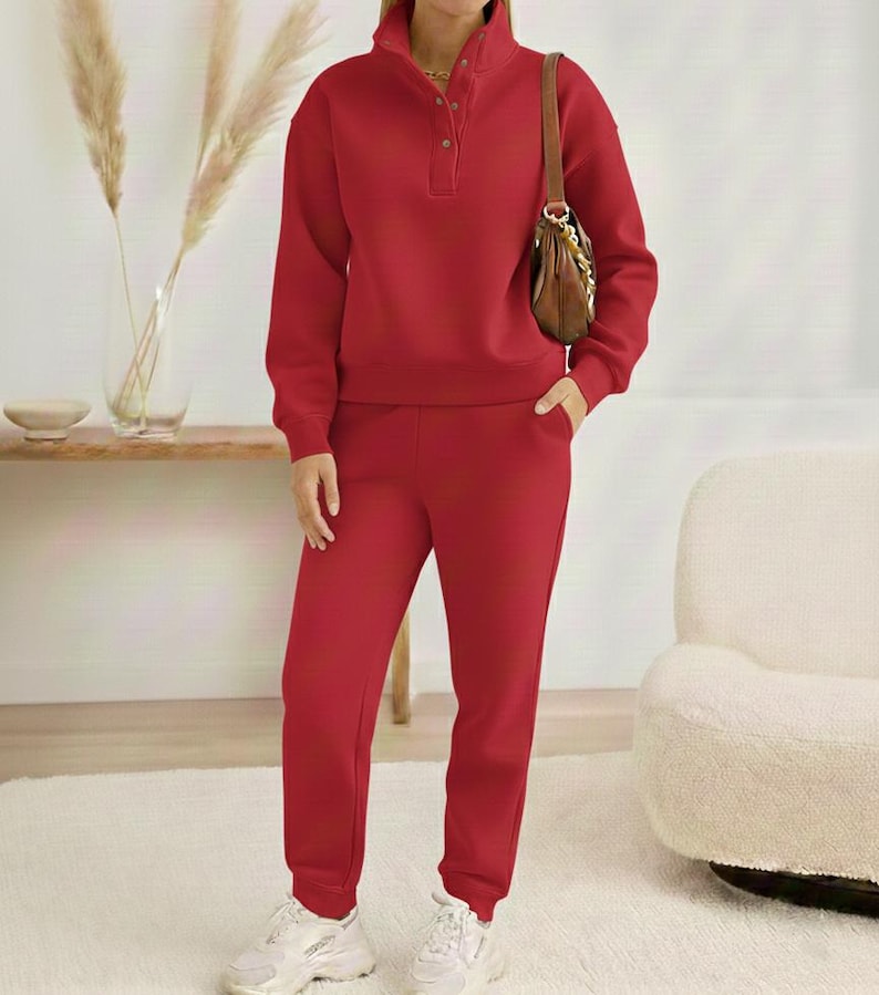 Polyester Lounge Set – Women’s Minimalist Sweater and Trouser Outfit - Etsy