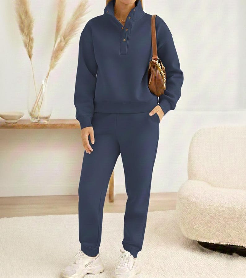 Polyester Lounge Set – Women’s Minimalist Sweater and Trouser Outfit - Etsy