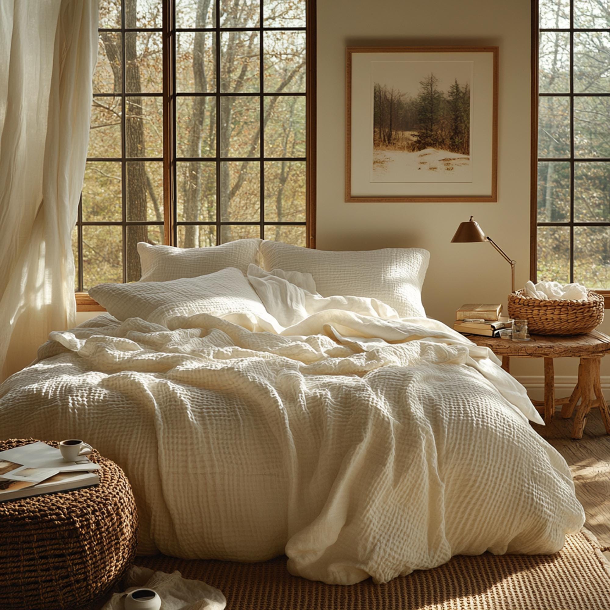 Organic Muslin Cotton Bedding Set: Breathable Gauze Duvet Cover - Etsy