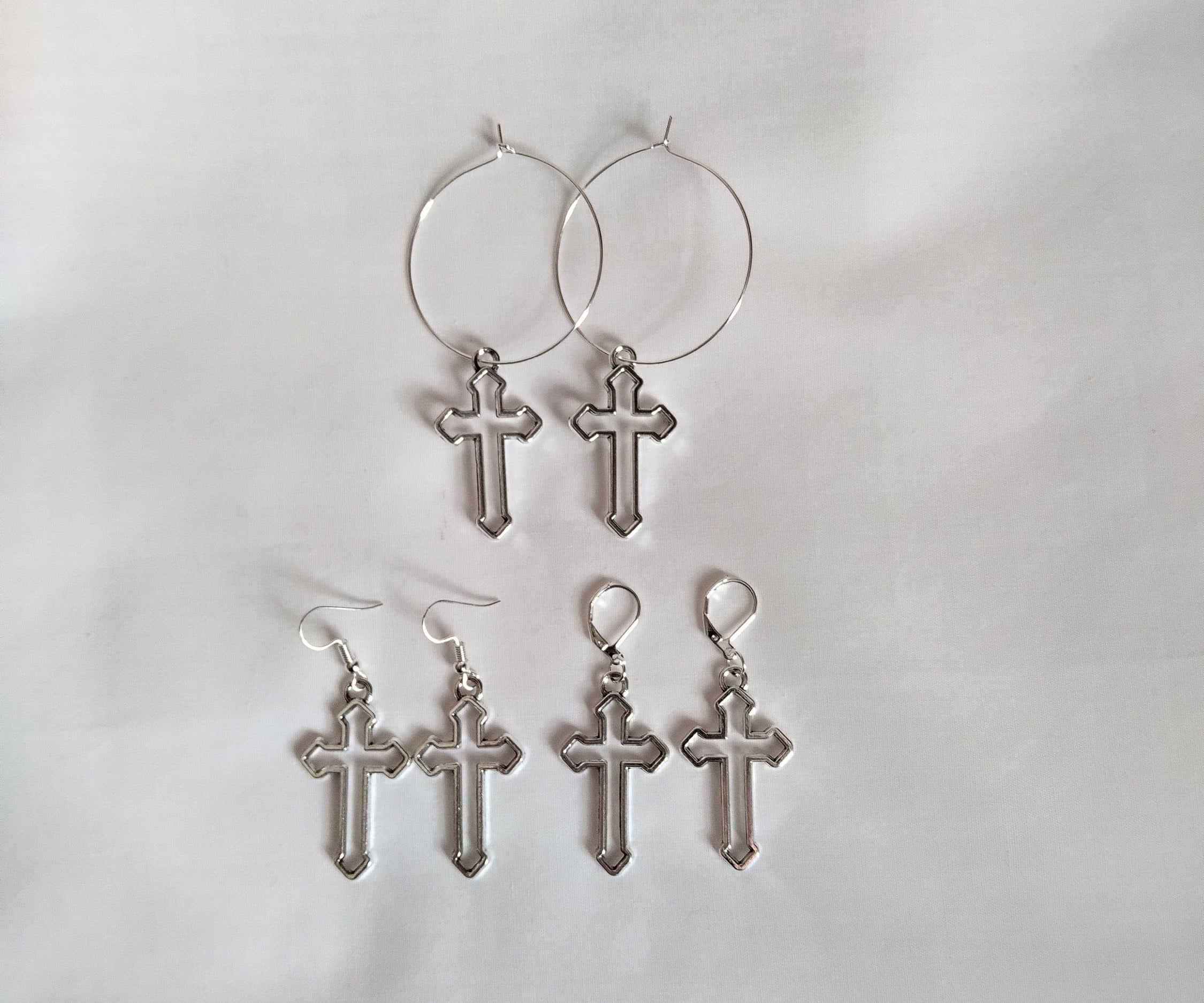 Large Cross Earrings Open Cross Drop Earrings Cross Huggies - Etsy