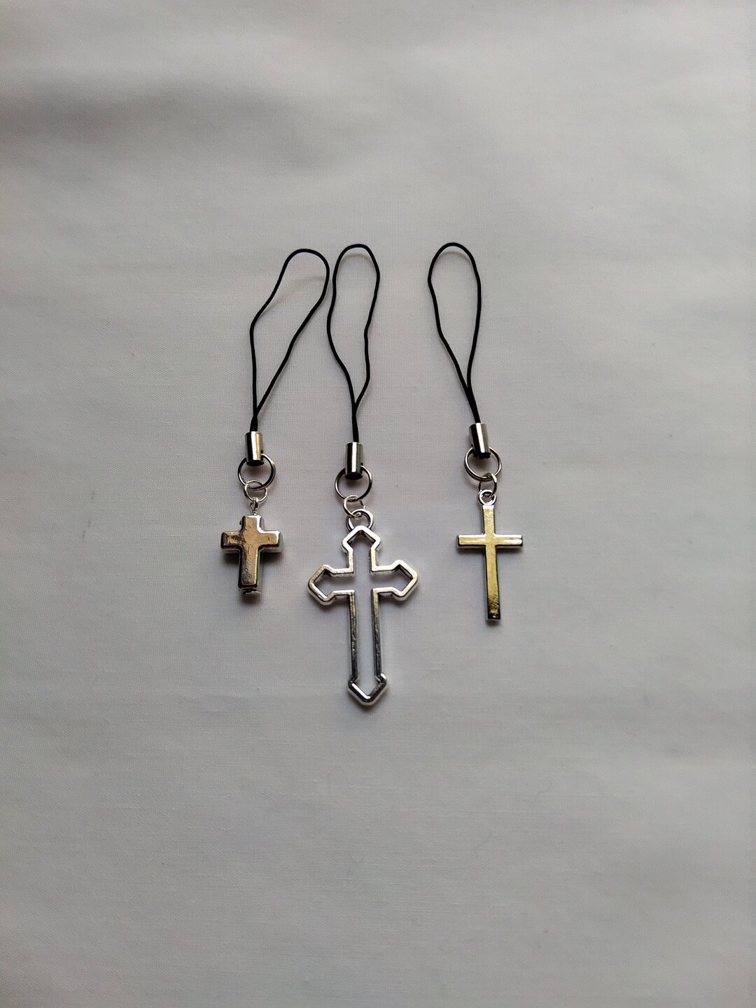 Cross Phone Charm Strap, Silver Cross Phone Charm Strap, Zipper Pull ...