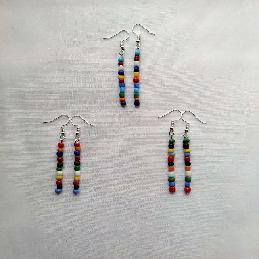 Beaded Earrings, Bead Earrings, Glass Seed Bead Earrings, Boho, Hippie ...