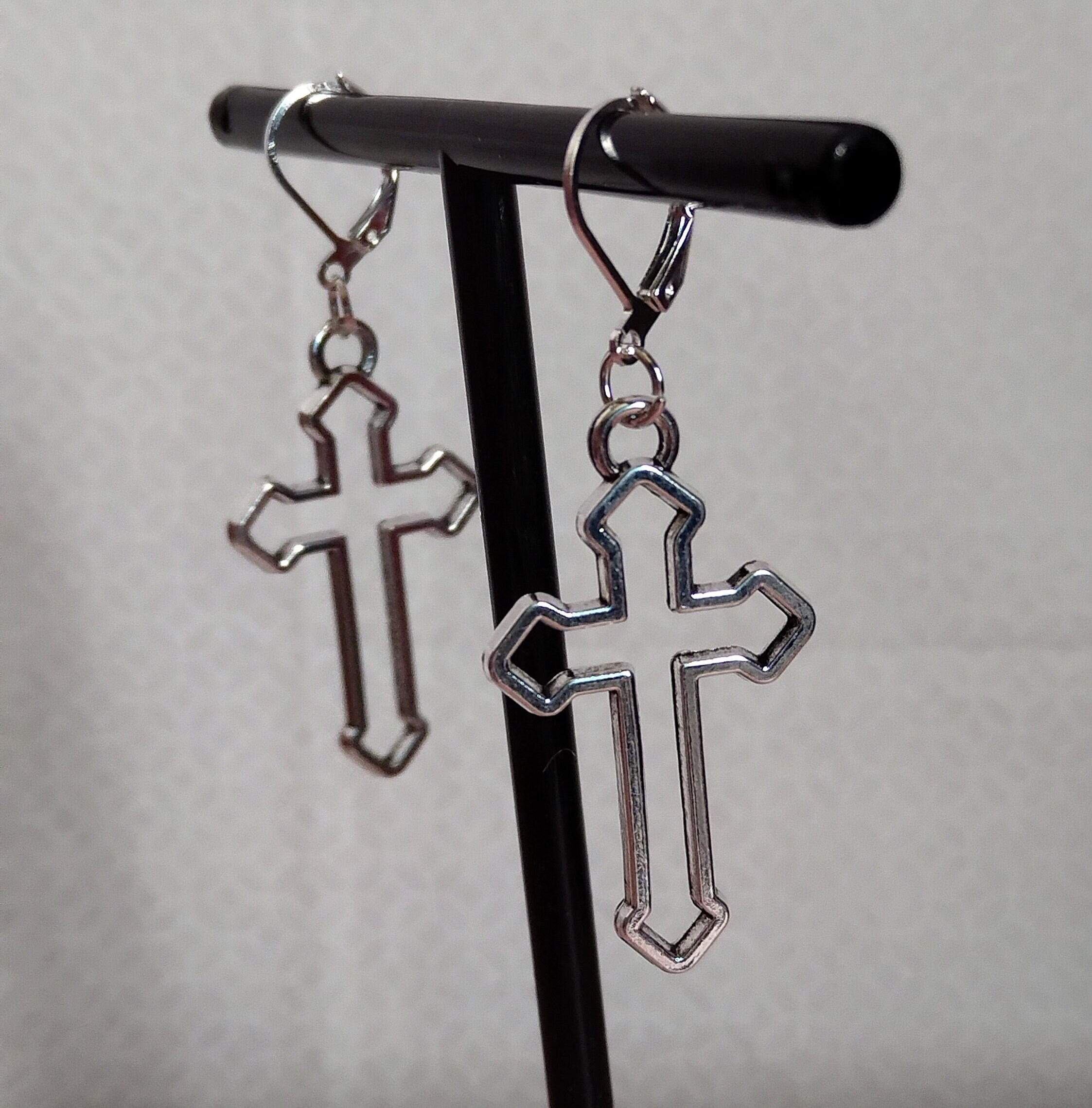 Large Cross Earrings Open Cross Drop Earrings Cross Huggies - Etsy