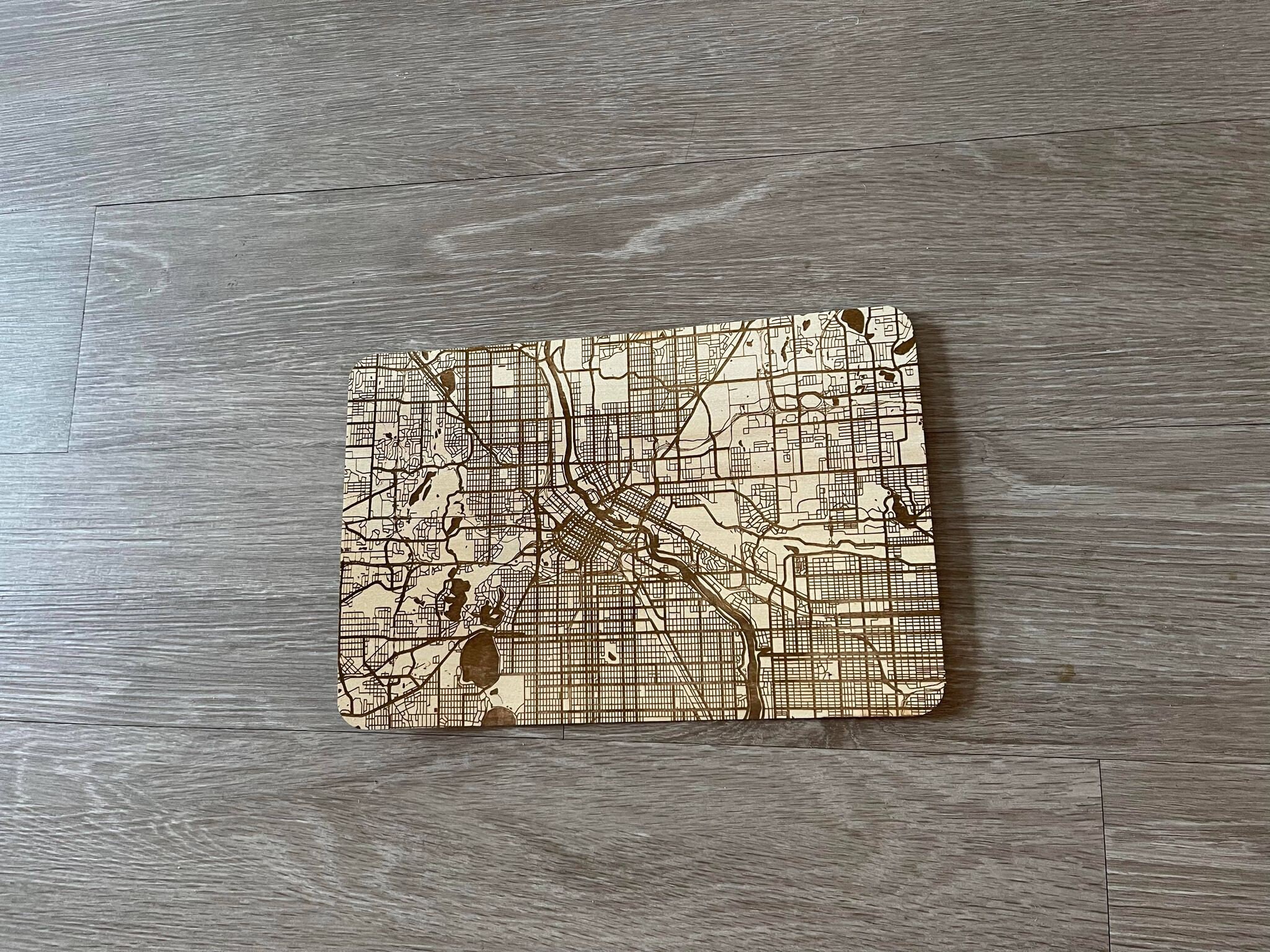 Premium Wood Engraved City Map, 12"x 8" Laser Engraved Wall Map, Map ...