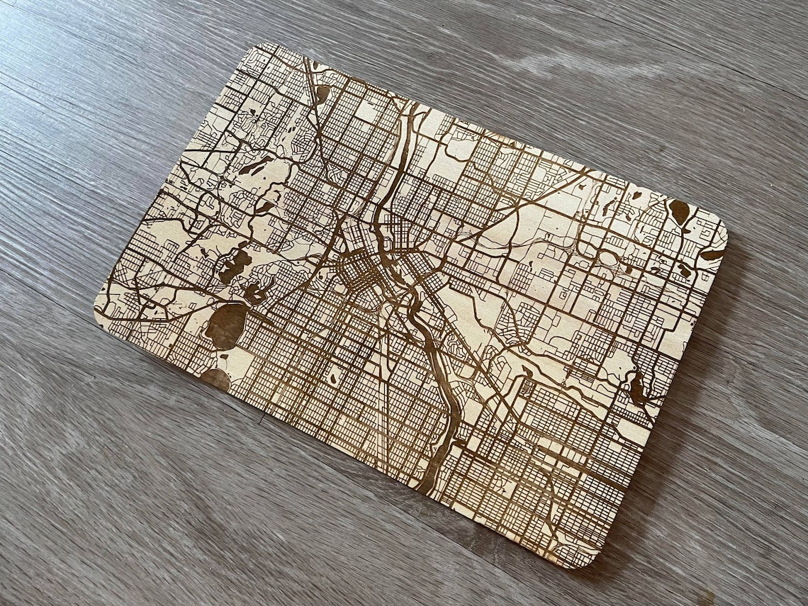 Premium Wood Engraved City Map, 12x 8 Laser Engraved Wall Map, Map Wall ...