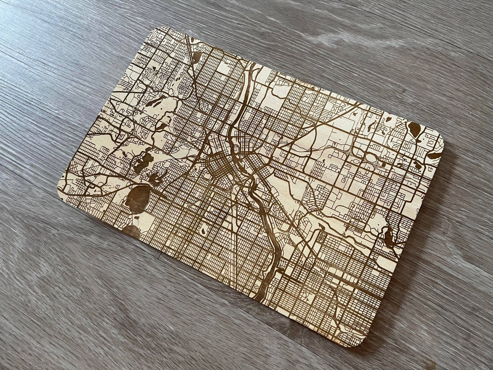Premium Wood Engraved City Map, 12"x 8" Laser Engraved Wall Map, Map ...