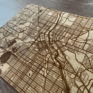 Premium Wood Engraved City Map, 12"x 8" Laser Engraved Wall Map, Map ...