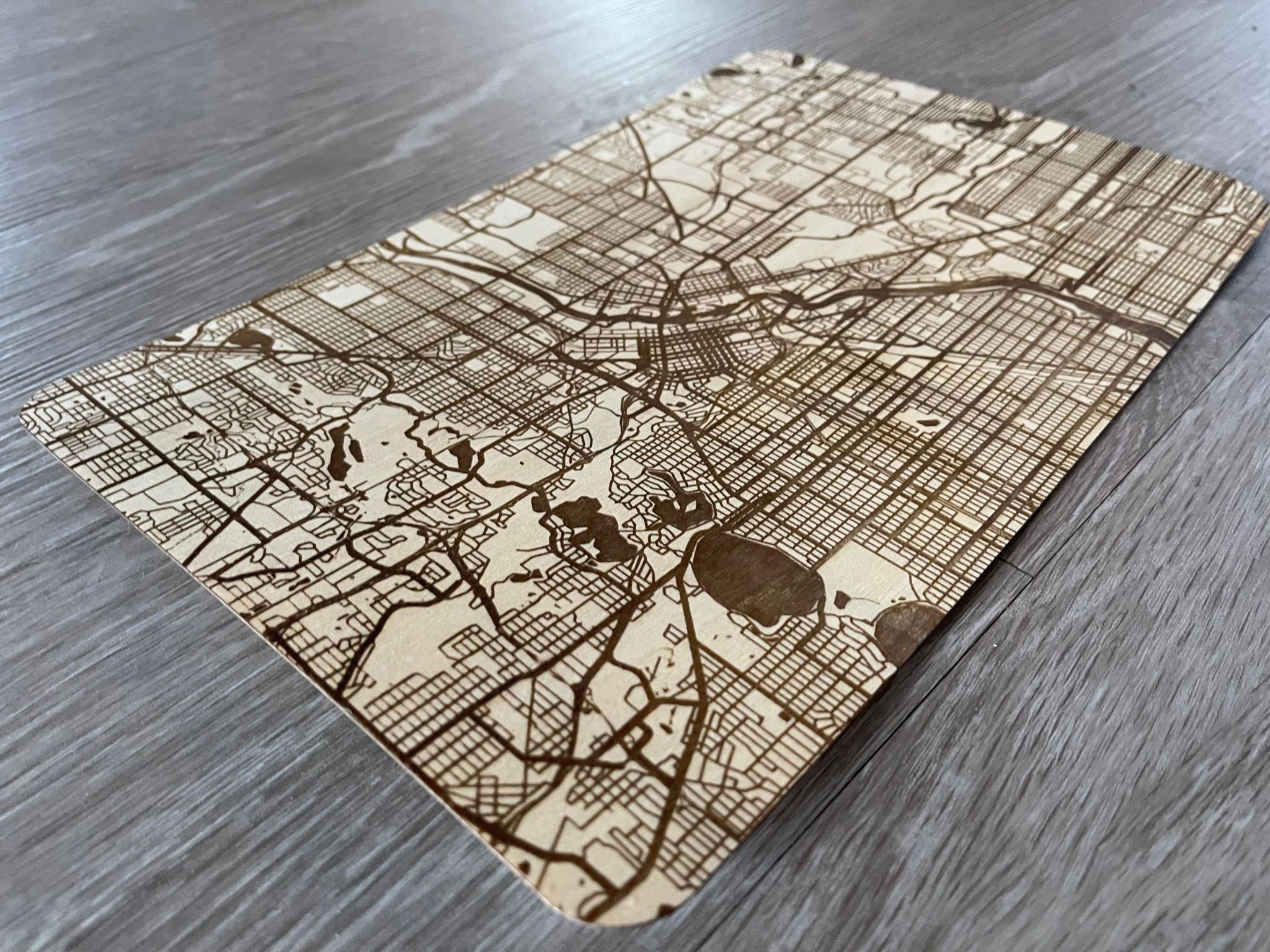 Premium Wood Engraved City Map, 12"x 8" Laser Engraved Wall Map, Map ...