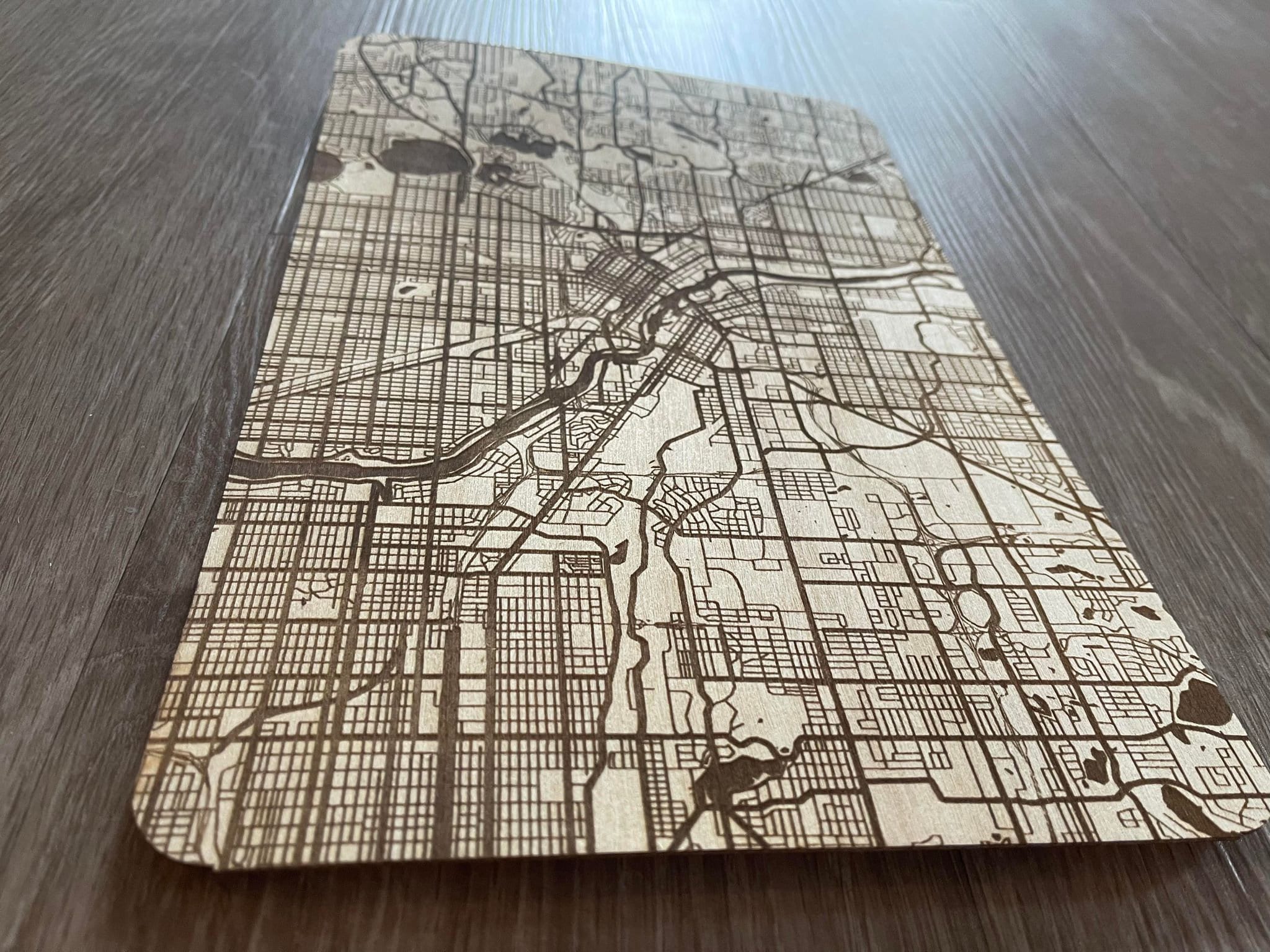 Premium Wood Engraved City Map, 12"x 8" Laser Engraved Wall Map, Map ...
