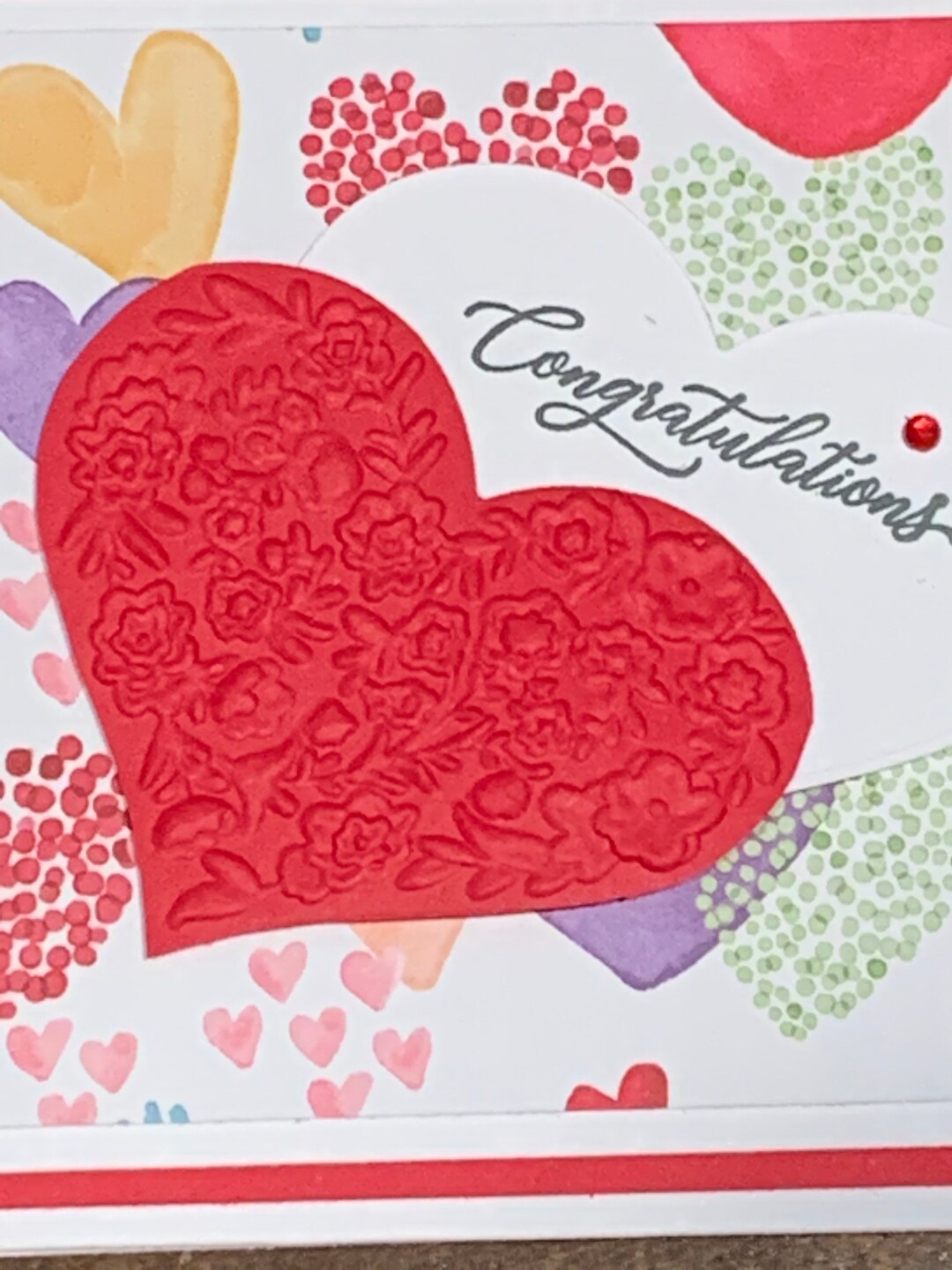 Congratulations With Beautiful Embossed Heart - Etsy