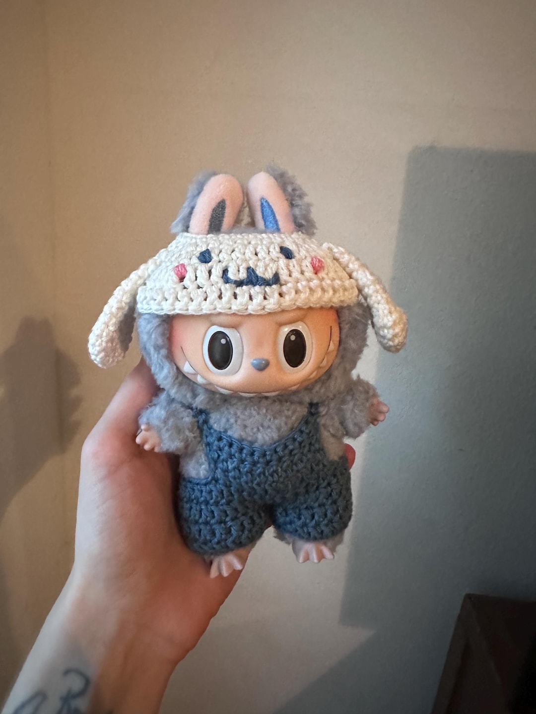 Labubu Crochet Cinnamon Roll Hat & Overalls - Etsy