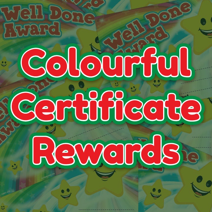 30 Well Done Rainbow Award Certificates for School Teachers Stone Melon ...