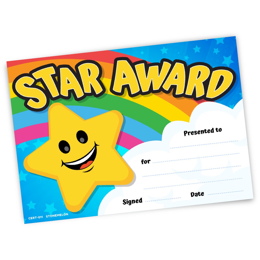30 Well Done Star Award Certificates for School Teachers Stone Melon - Etsy