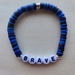 Brave Law Enforcement Bracelet, Thin Blue Line Jewelry, LEOW Gifts - Etsy