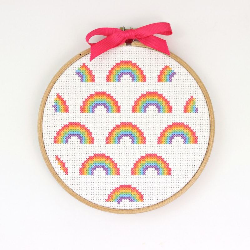 Rainbow Cross Stitch - Etsy