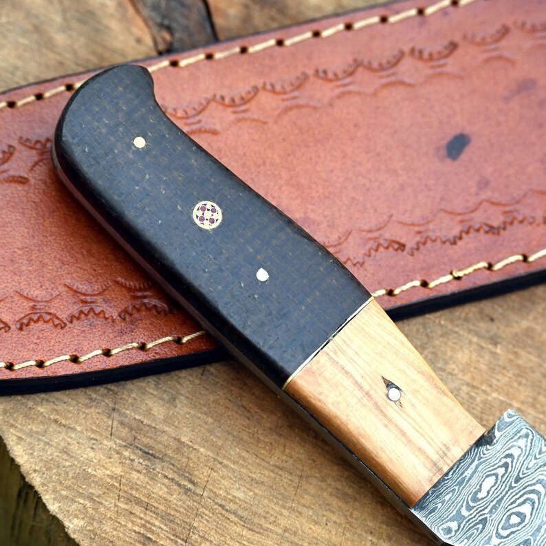 Damascus Steel Kitchen Knife With Wood Handle, FD 124 - Etsy