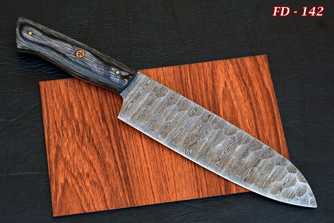 Damascus Steel Chef Knife With Wood Handle, FD 142 - Etsy