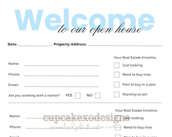 Real Estate Open House Sign up Sheet - Etsy