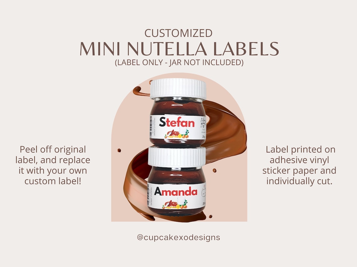 Customized Label for Mini Nutella Party Favour Gift Personalized Label ...