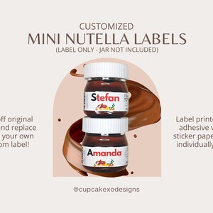 Customized Label for Mini Nutella | Party Favour Gift - Personalized ...