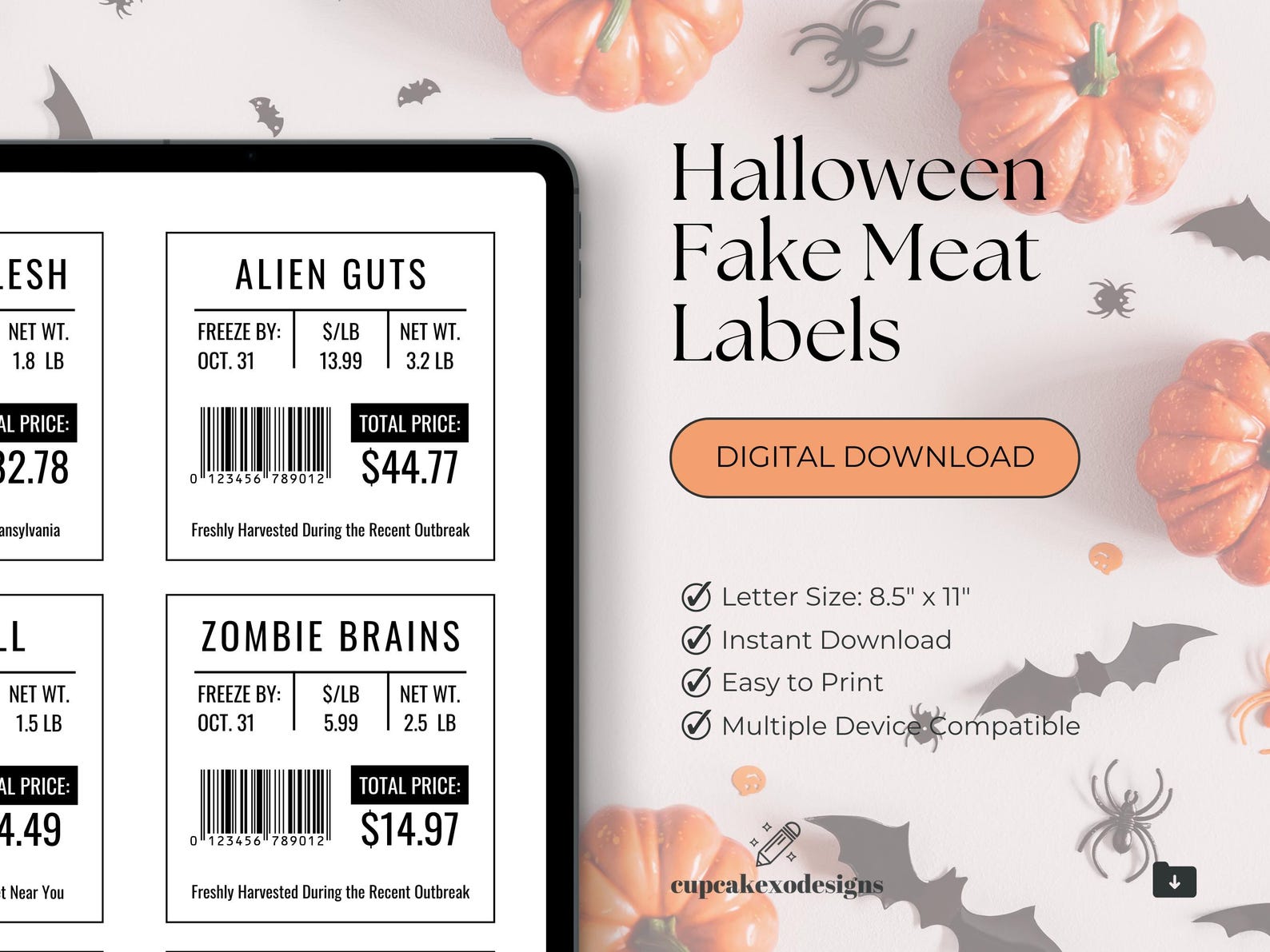 Fake Meat Labels | Printable PDF File - Halloween - Printable Digital ...