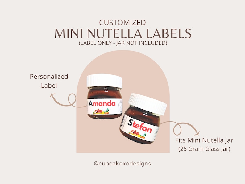 Customized Label for Mini Nutella | Party Favour Gift - Personalized ...