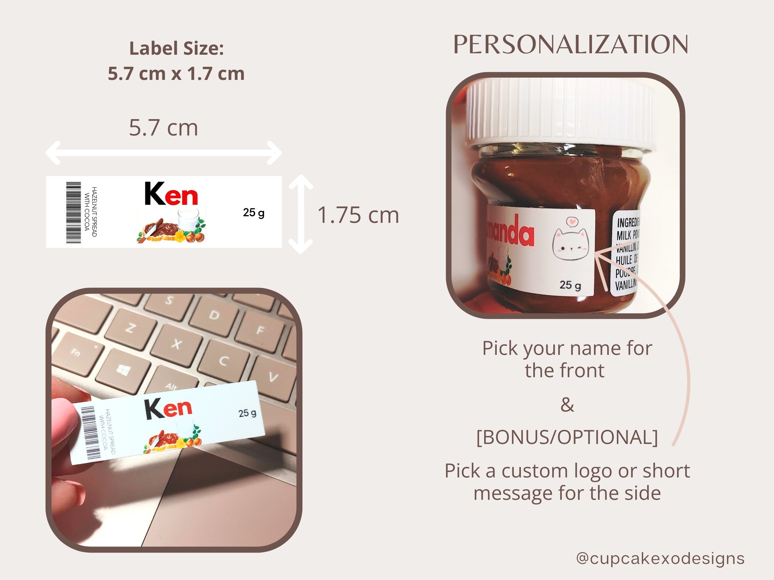 Customized Label for Mini Nutella Party Favour Gift Personalized Label ...