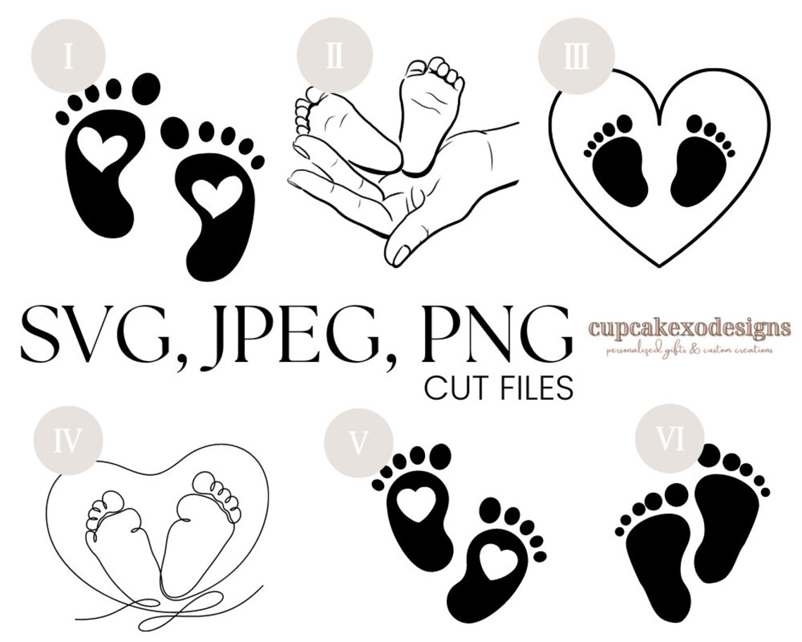 Baby Feet SVG Bundle Cut Files for Cricut and Other Cutting Machines ...